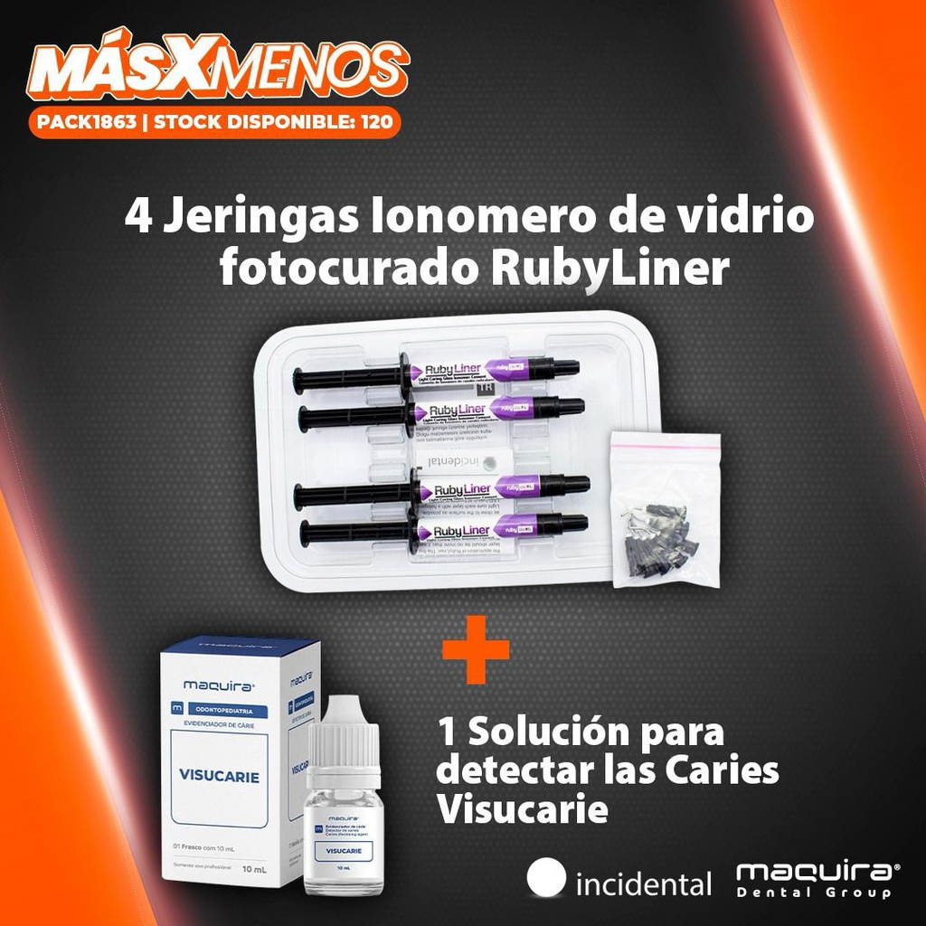 4 Jeringas Ionómero de vidrio RubyLiner Incidental + 1 Solución ...